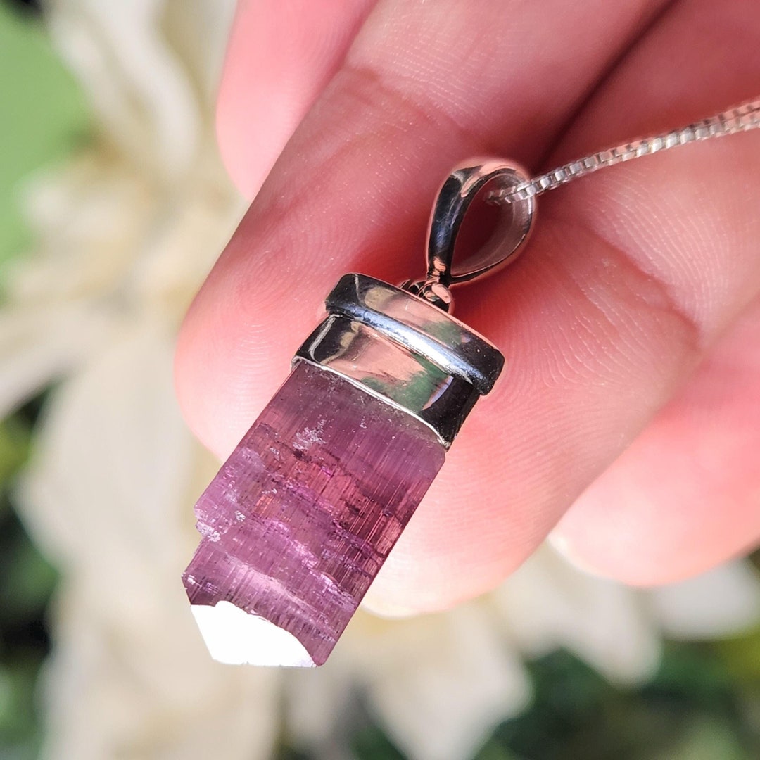 Purple Tourmaline Pendant - Tourmaline Necklace - Pink Tourmaline ...