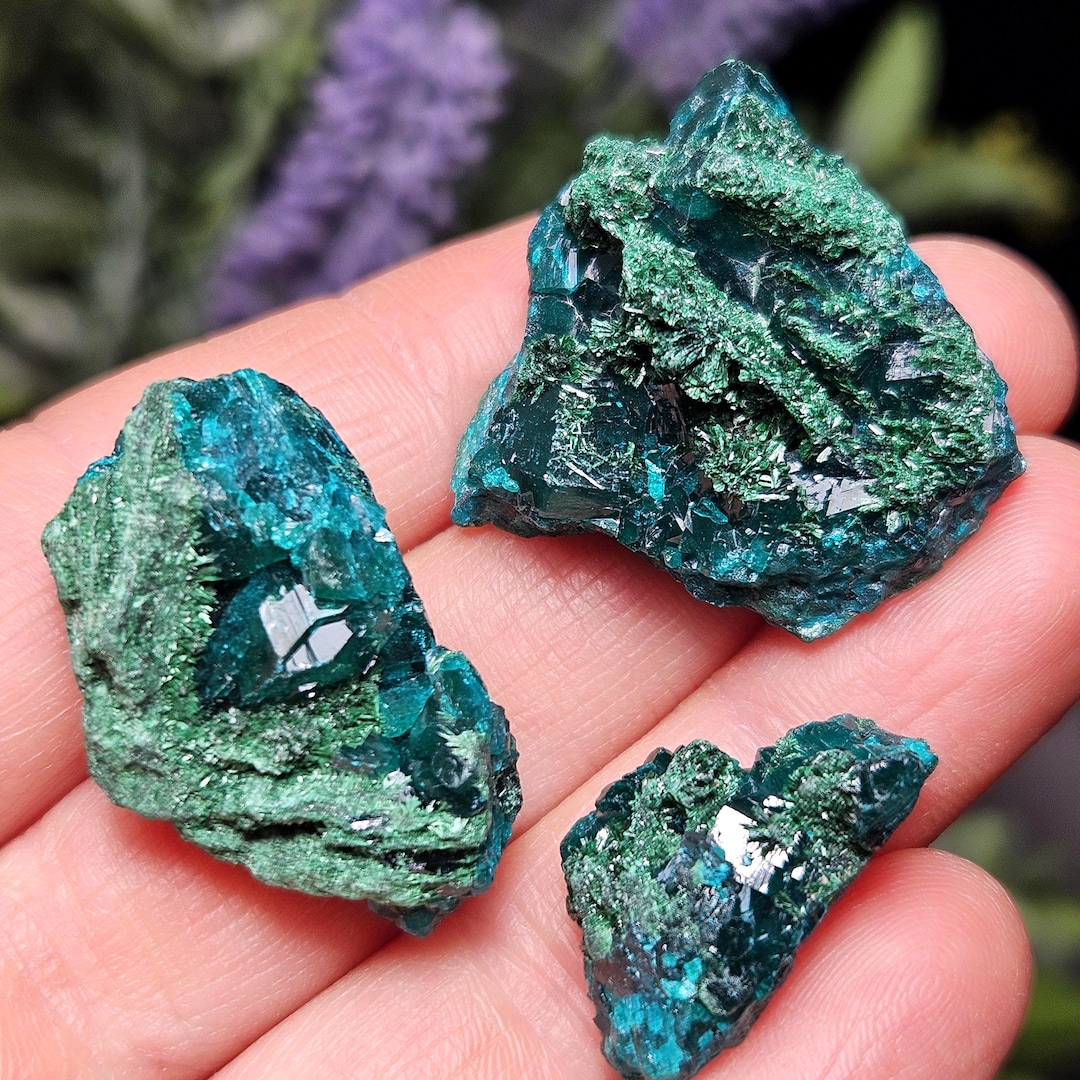 Raw Dioptase & Malachite Crystal Specimen: Rare Combo - Congo Green ...