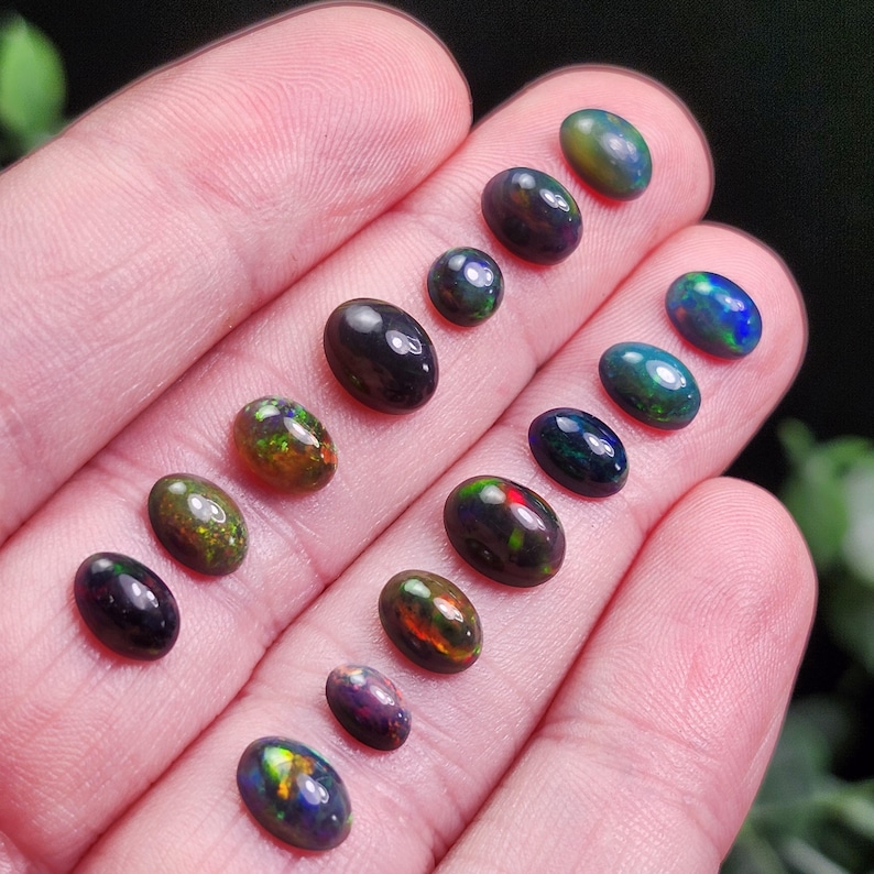 Black Opal Cabochon - Smoked Opal - Ethiopian Opal - Black Opal Stones ...