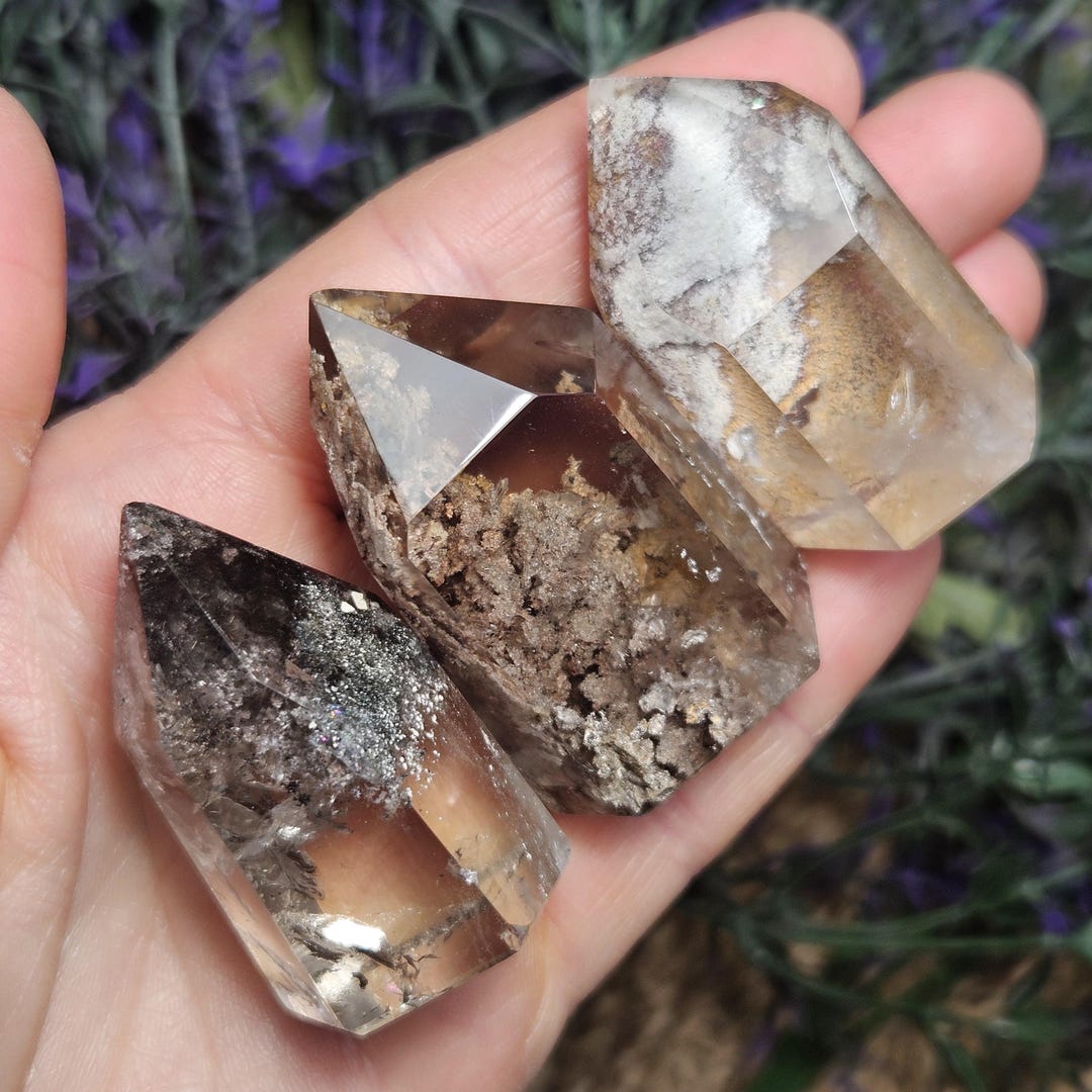 Polished Garden Quartz Point: Scenic Lodolite Crystal Tower - Etsy
