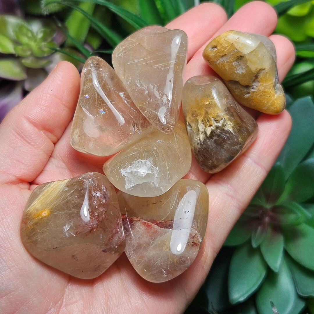 XL Rutilated Quartz Crystal - Clear Quartz - Gold Rutile - Tumbled ...