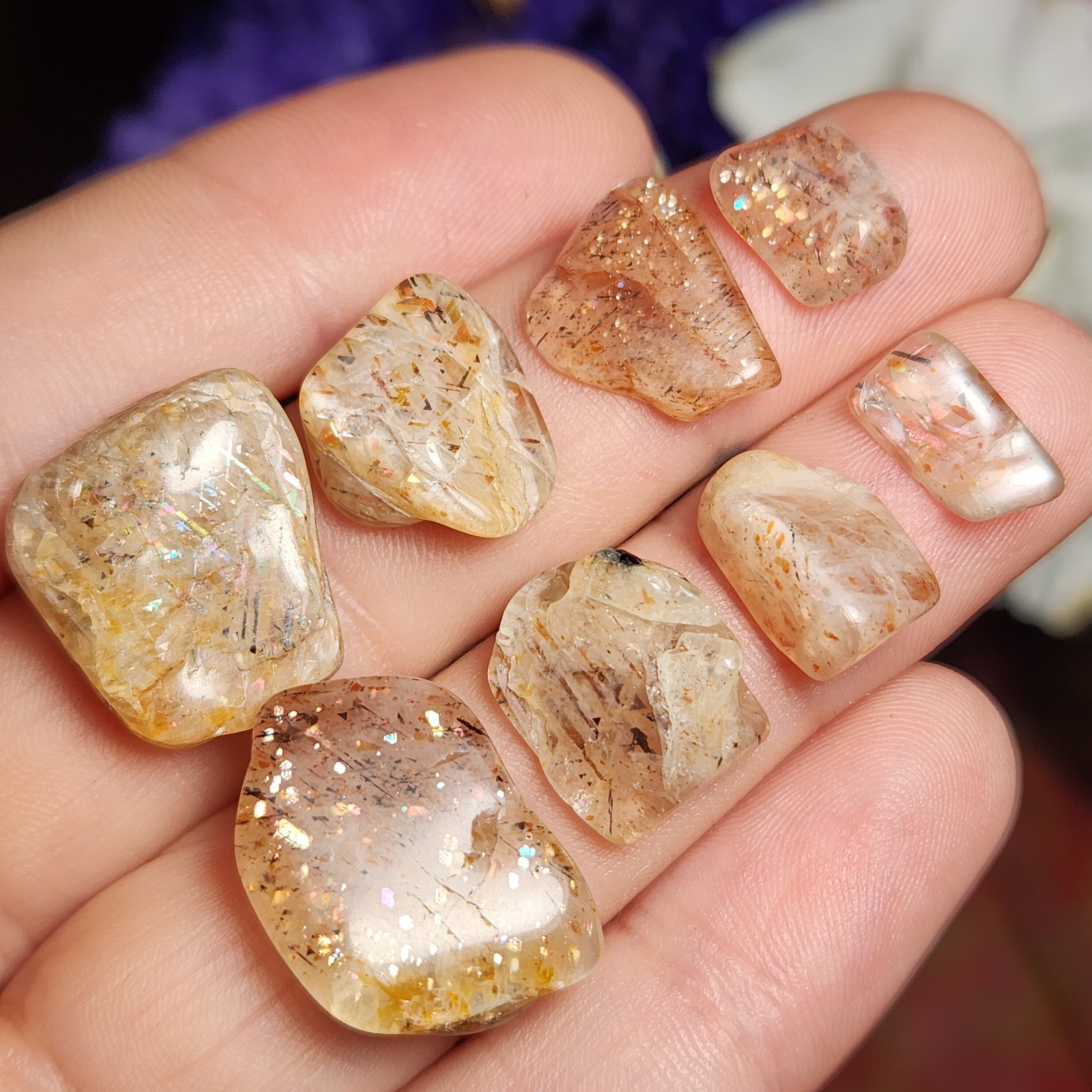 Rainbow Lattice Sunstone Specimen: Australian Crystal With Iridescent ...