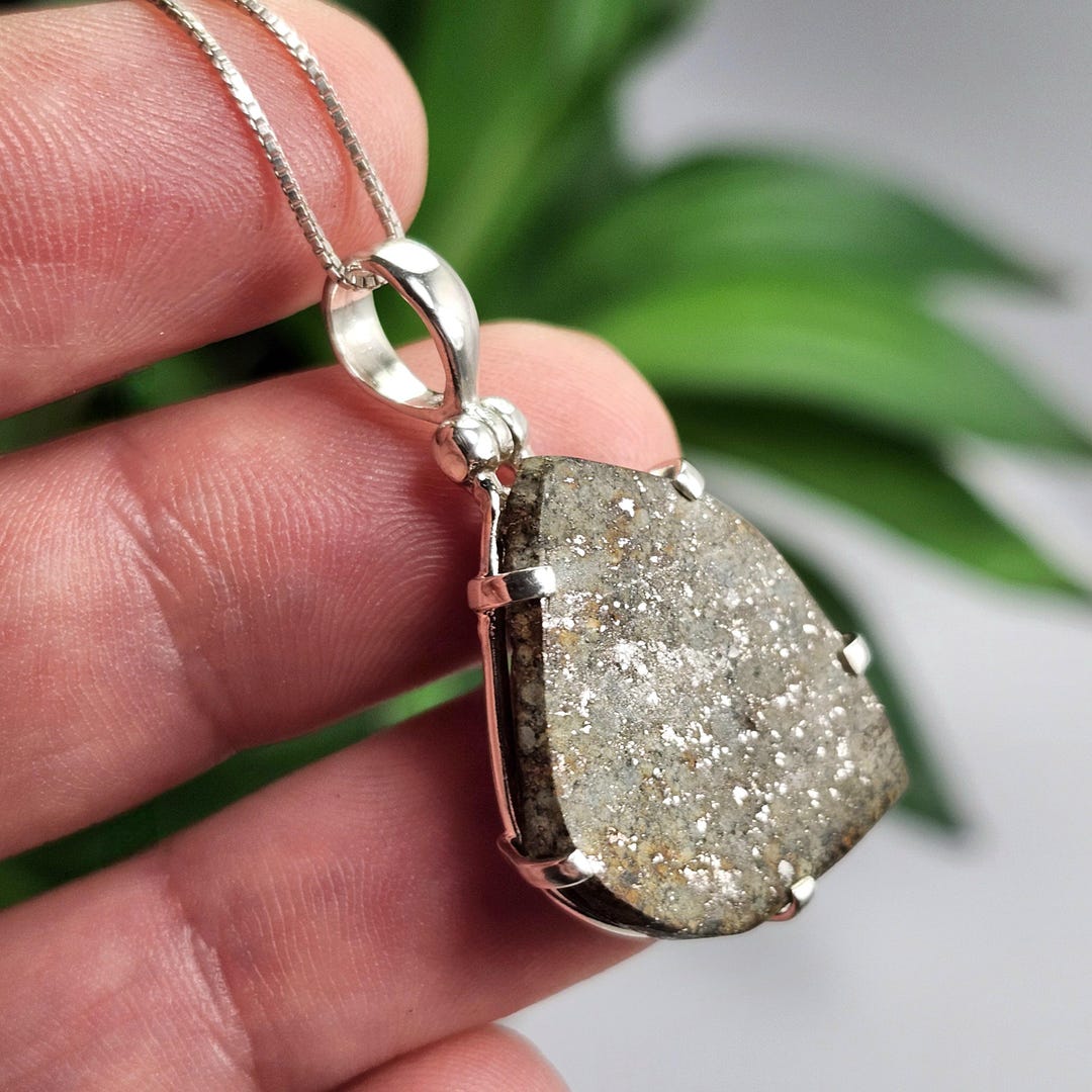 Meteorite Pendant, Sterling Silver Natural Chondrite Meteorite Necklace ...