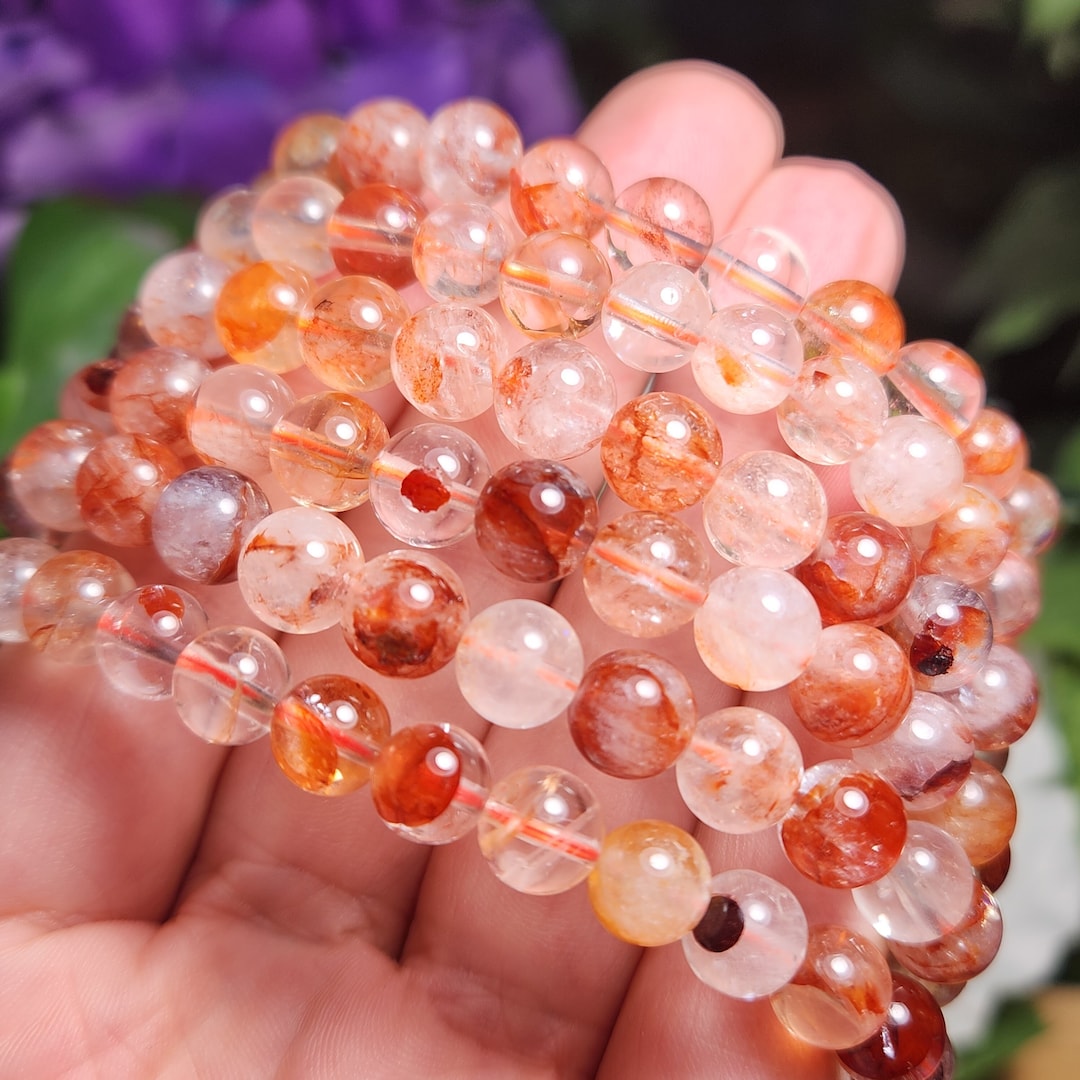 Fire Quartz Bracelet - Red Hematoid Quartz - Fire Quartz Jewelry ...