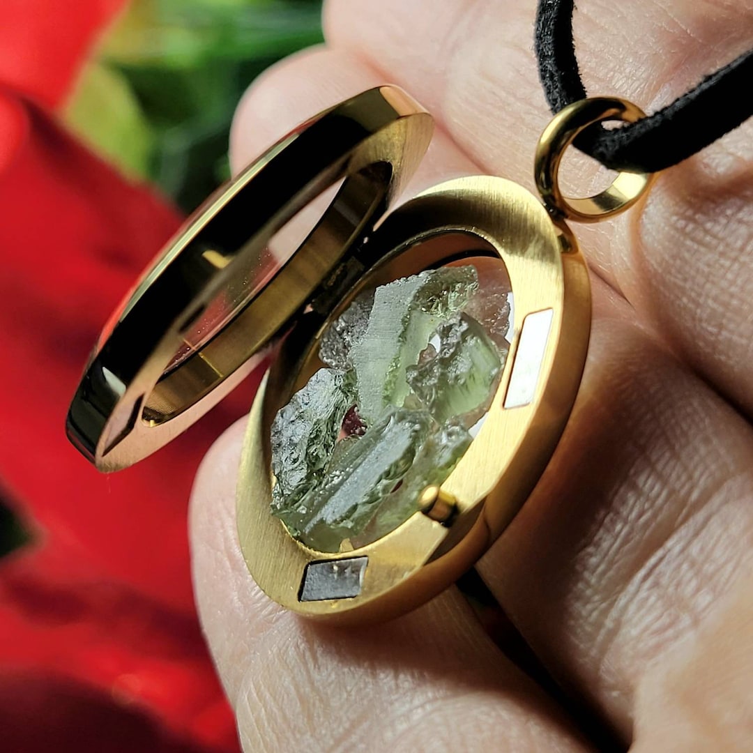 Gold Moldavite Pendant - Moldavite Necklace - Moldavite Jewelry ...