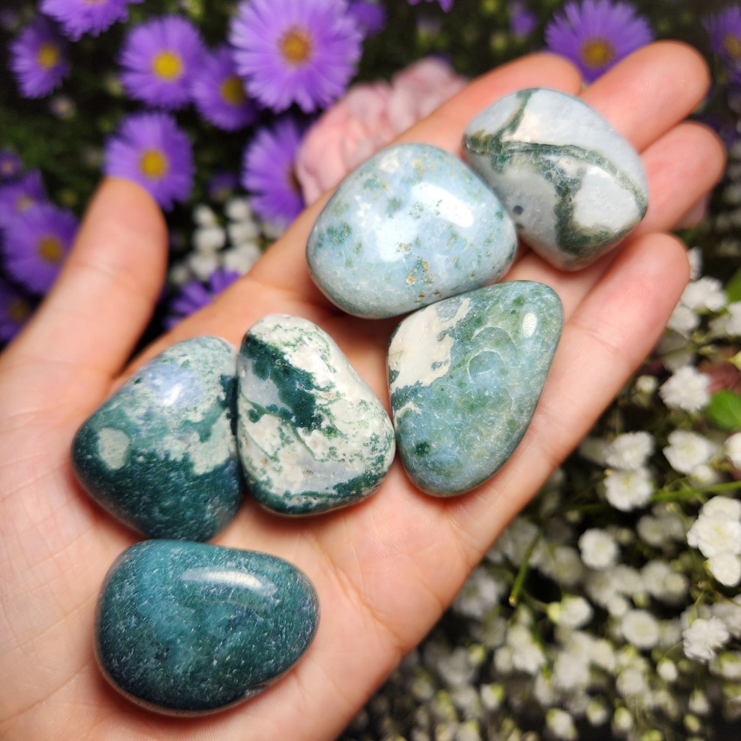 Moss Agate Crystal / Tumbled Moss Agate / Polished Moss Agate Stone ...