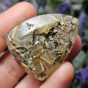 Rutile Hematite Stars in Quartz Palm Stone Rutile Star Golden Rutile ...