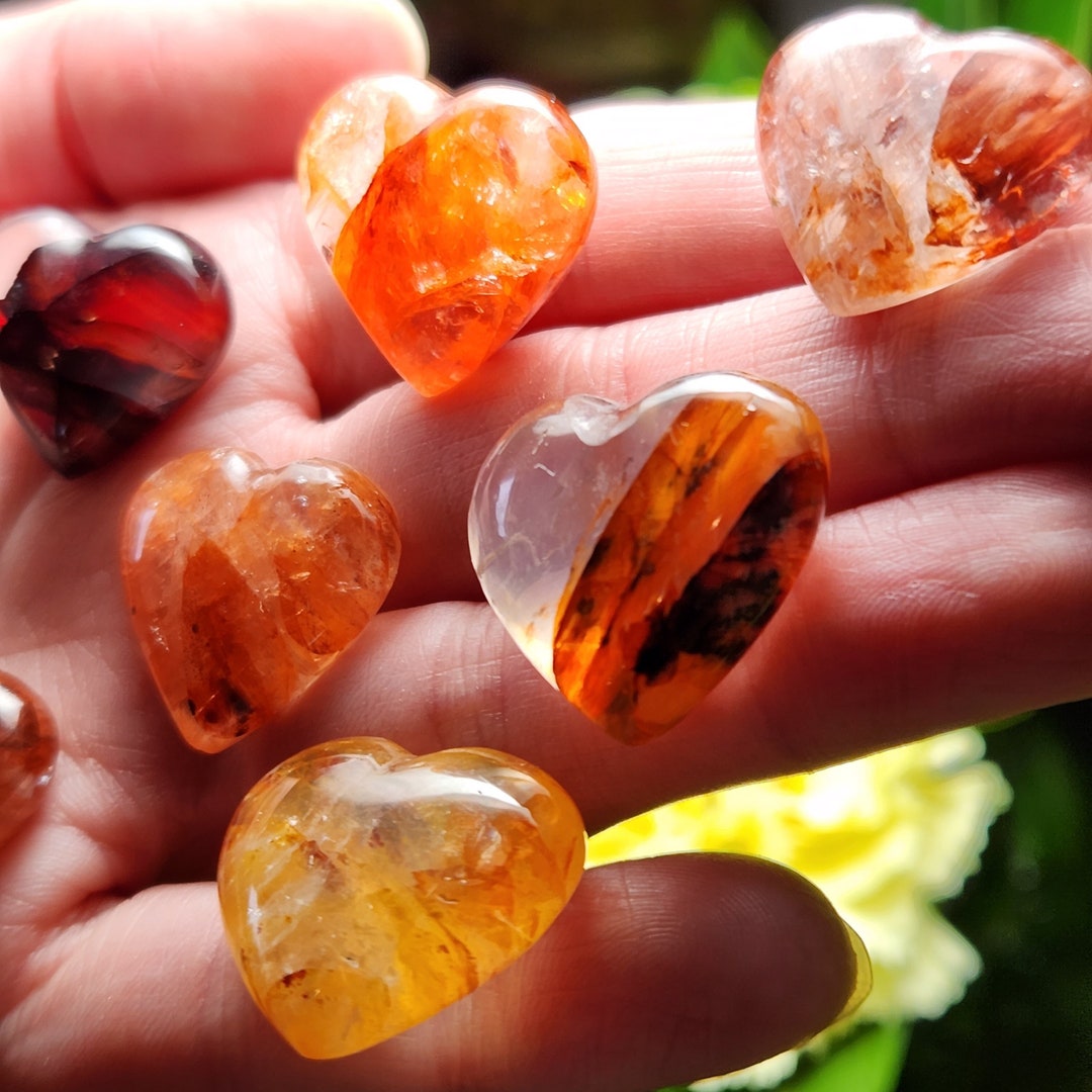 Fire Quartz Heart / Hematoid Quartz Heart / Fire Quartz / - Etsy