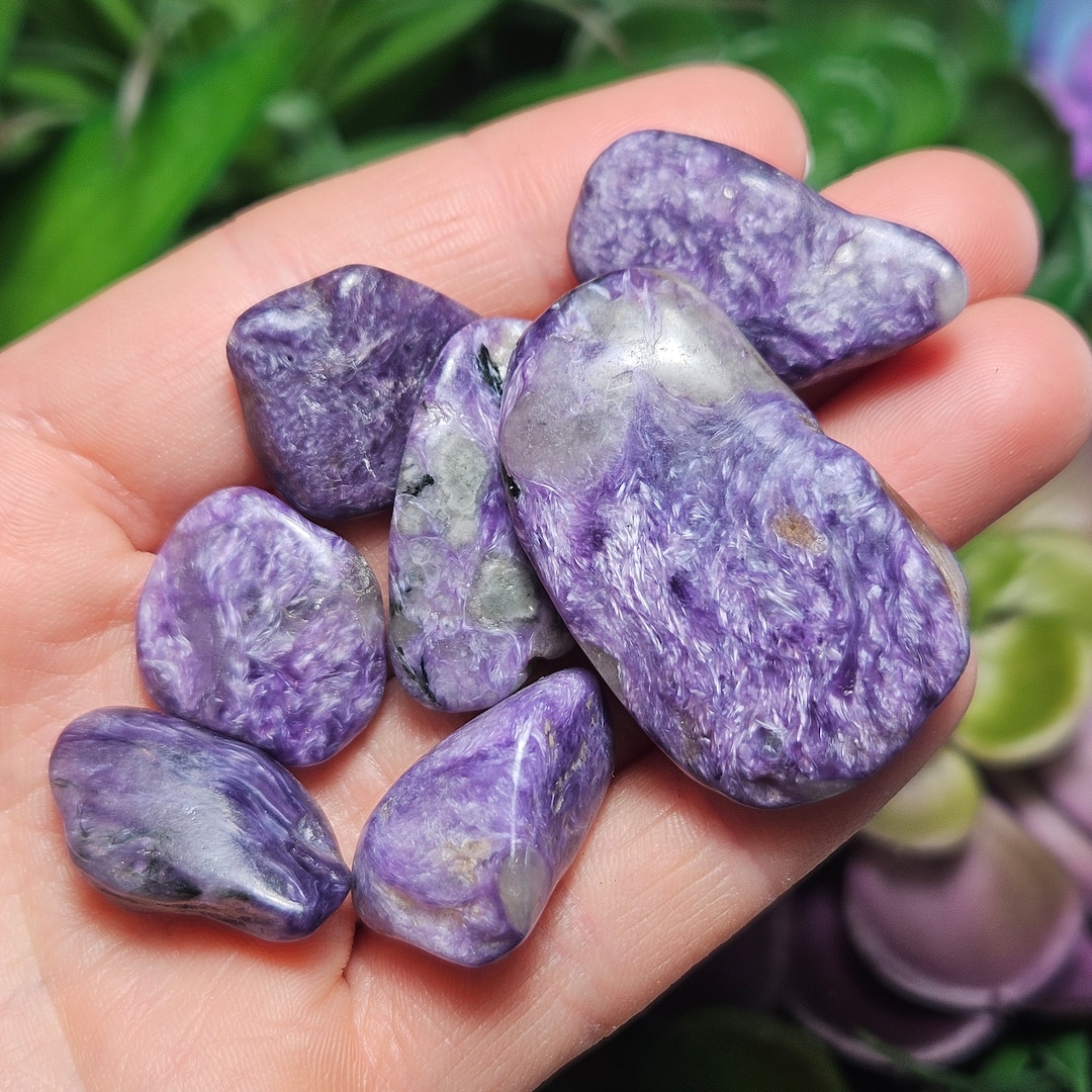 Charoite Crystal - Charoite Stone - Tumbled Charoite - Charoite Tumbled - Purple Charoite ...