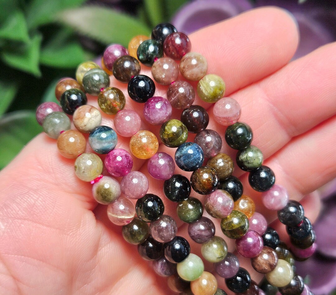 Watermelon Tourmaline Bracelet - Green Tourmaline - Pink Tourmaline ...