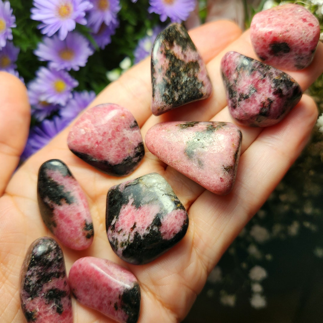 Rhodonite Crystal - Polished Rhodonite - Tumbled Rhodonite - Natural ...