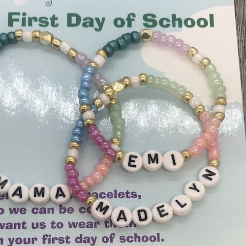 First Day of School 3 Bracelets Mommy and Me Bracelets for 3 - Etsy