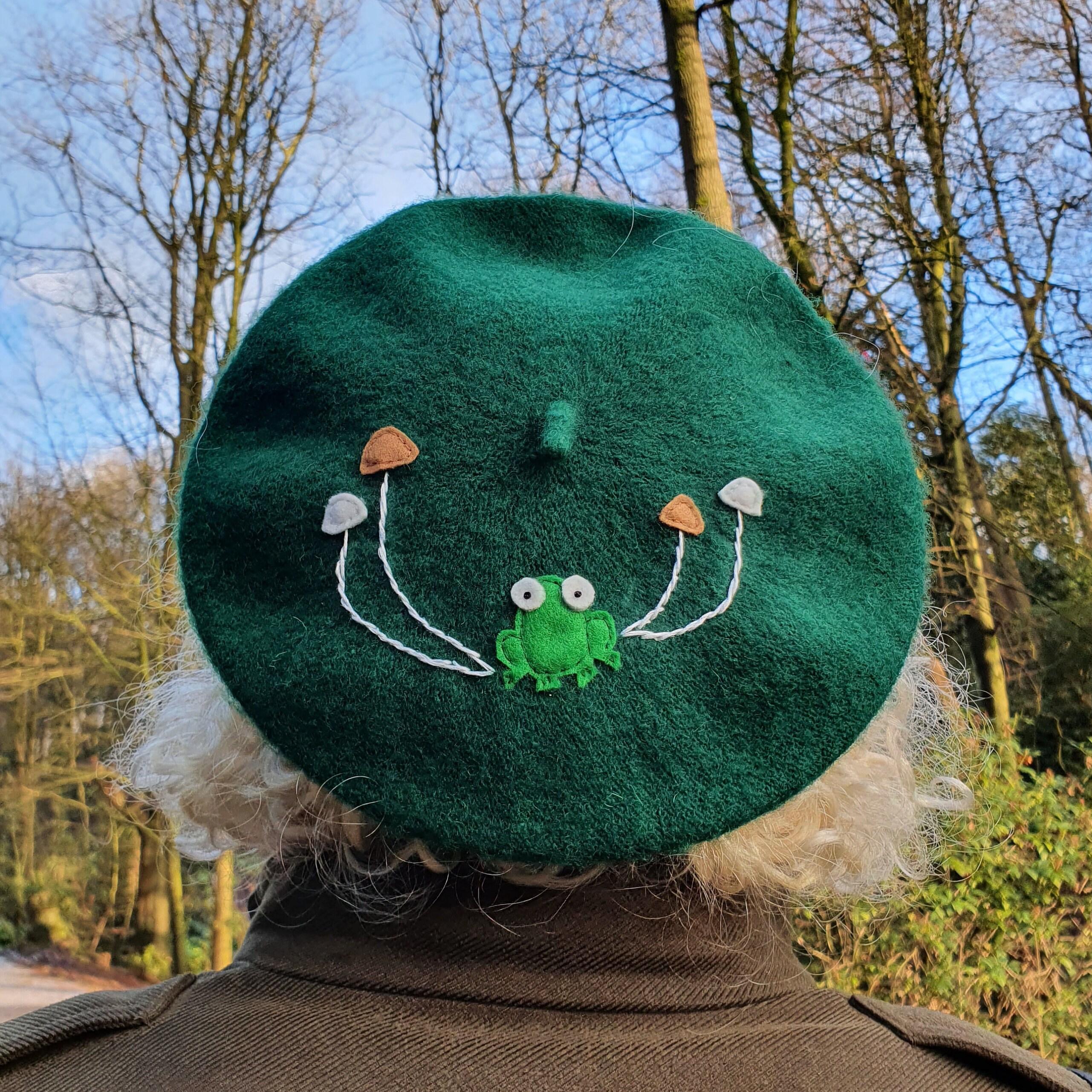 Frog and Toadstools Beret Green or Grey Cottagecore | Etsy