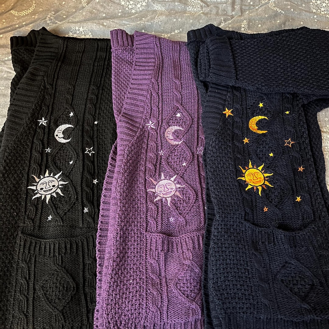Sun, Moon, and Stars Celestial Cardigan | Three Colourways | Made to ...