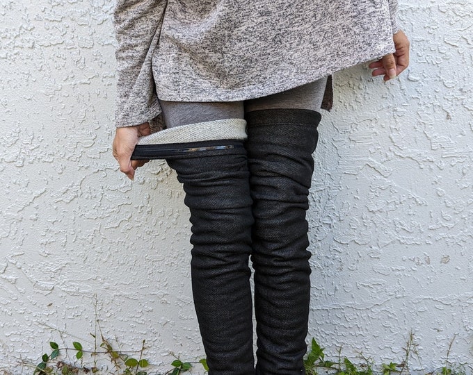 Black Sherpa Leg Warmer, No Slip Leg Warmer, Soft Leg Warmer, Fitting ...