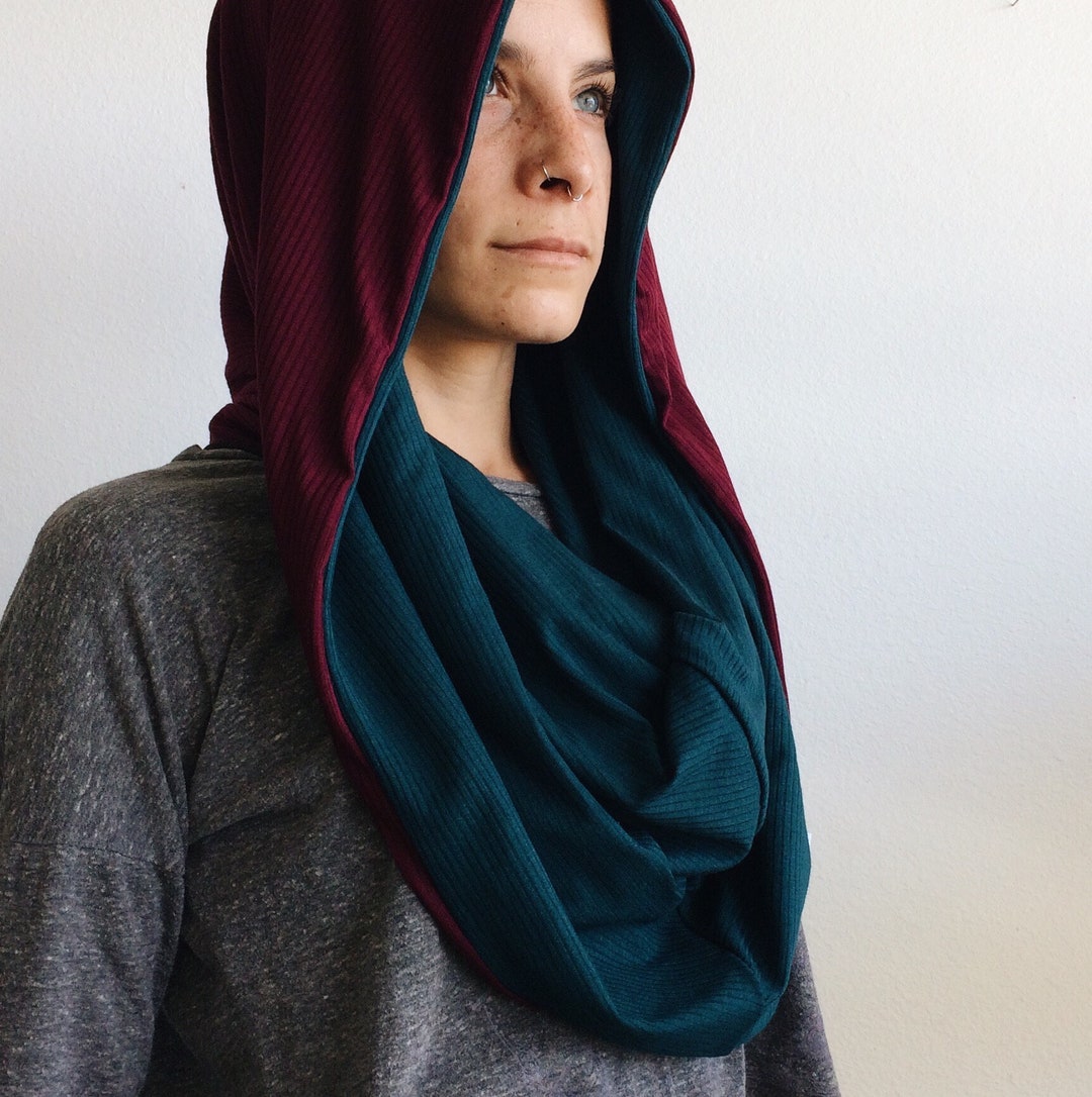 Reversible Cowl Scarf, Cowl Hood, Summer Scarf, Cowl Shrug, Blue Hood ...