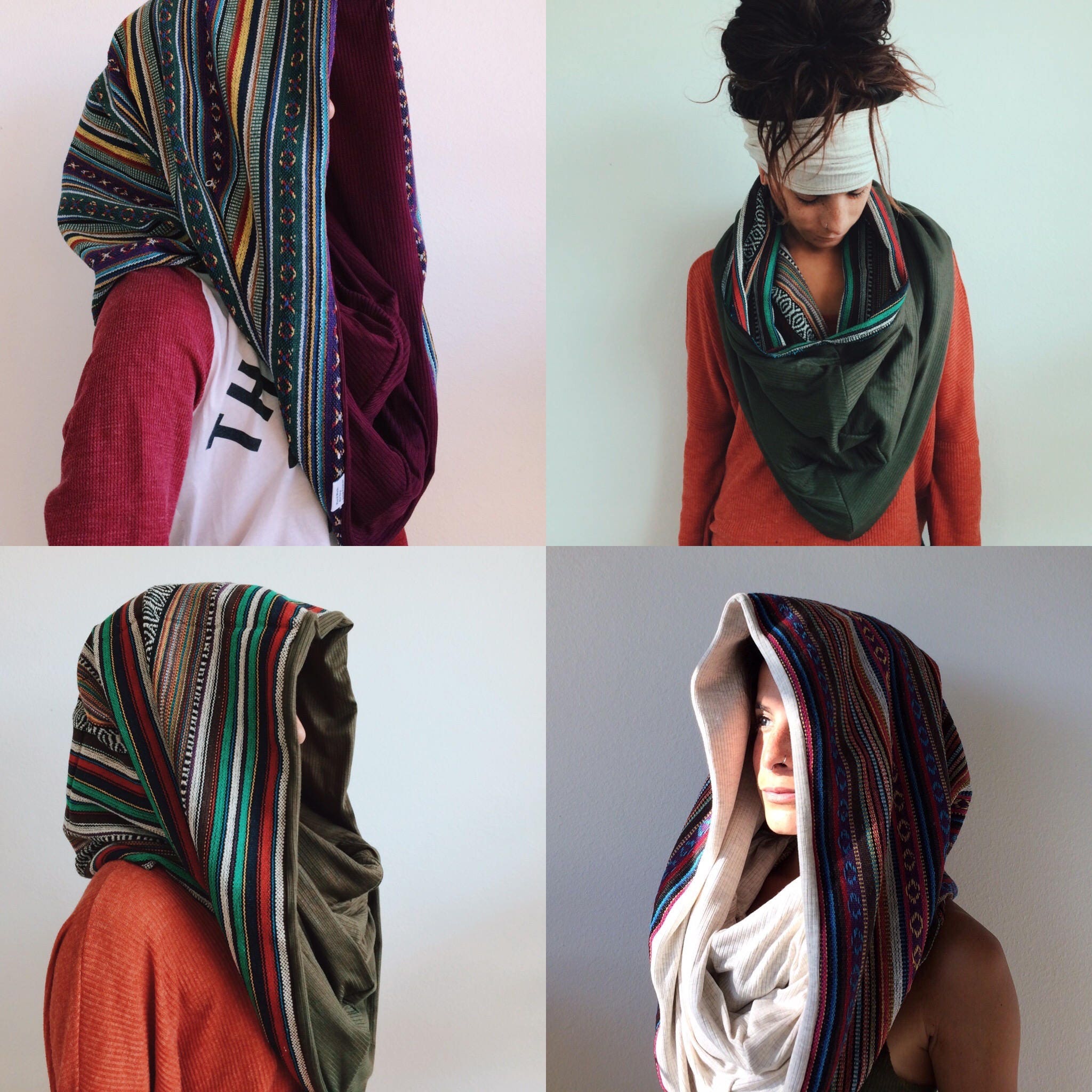 4 in 1 Cowl Shrug Convertible Scarf Hood Scarf Summer | Etsy