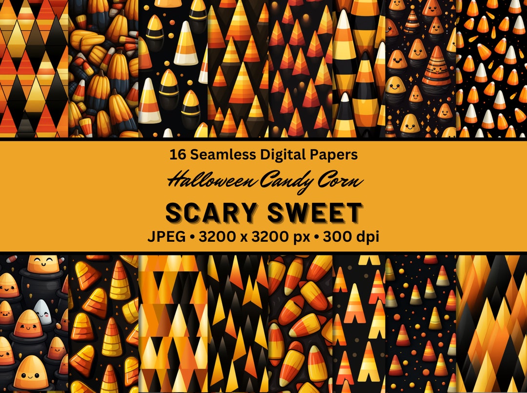 SCARY SWEET Halloween Candy Corn Set Digital Papers Seamless Digital ...