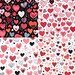 VALENTINE'S DOODLE HEARTS Red Pink Digital Papers Seamless Pattern ...