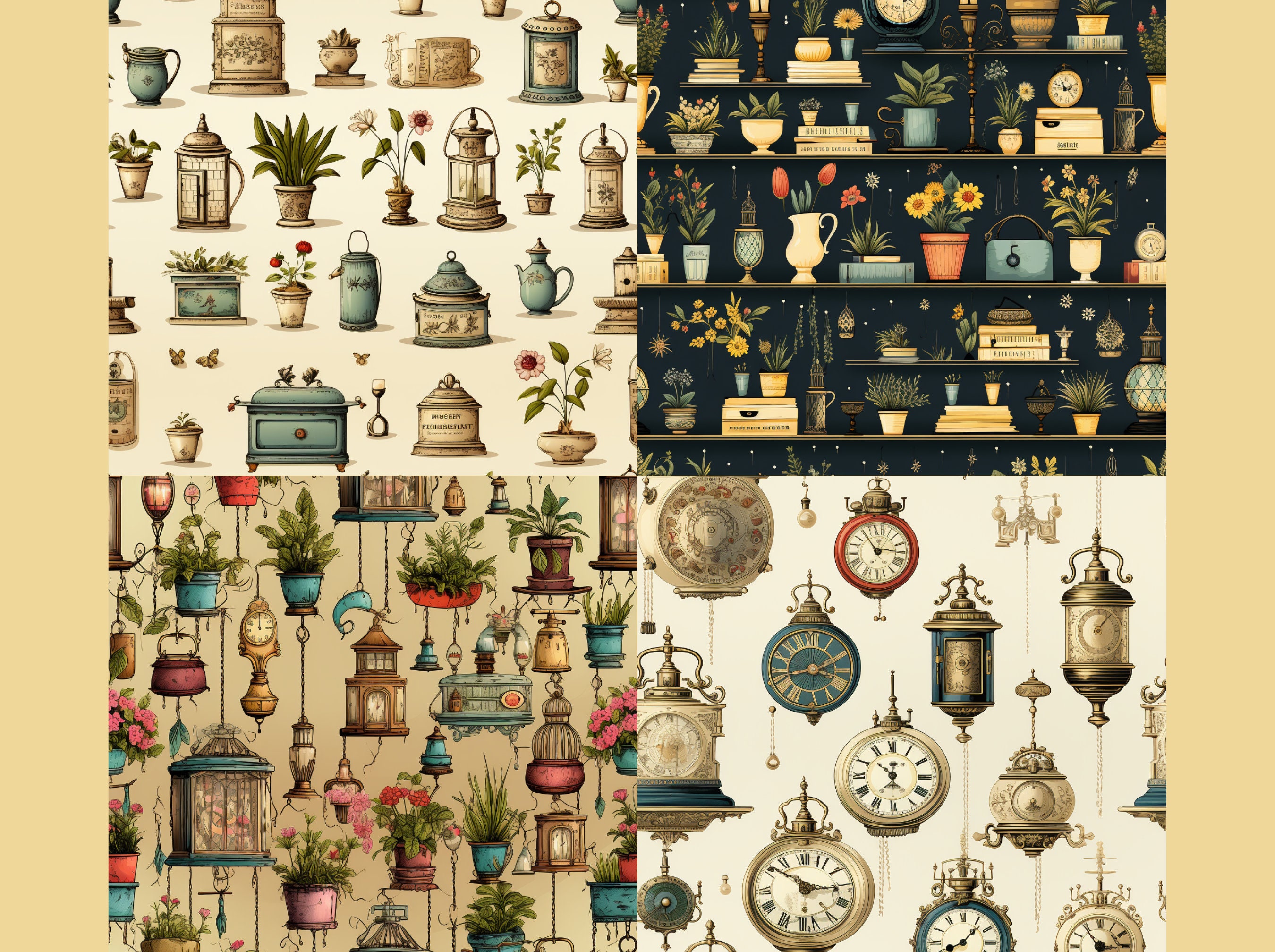 ANTIQUE STORE Vintage Antique Digital Papers Seamless Digital Pattern ...