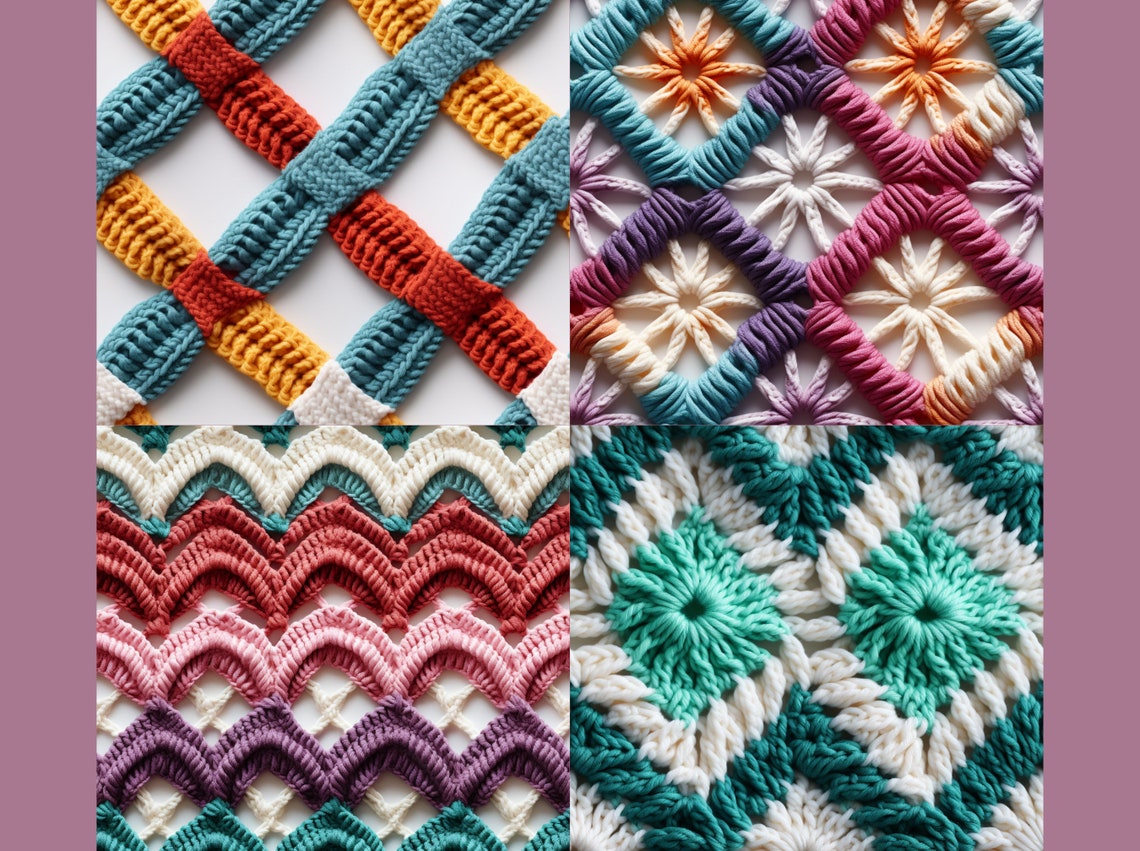 3D CROCHET DESIGNS Crochet Patterns Digital Papers Seamless Pattern for ...