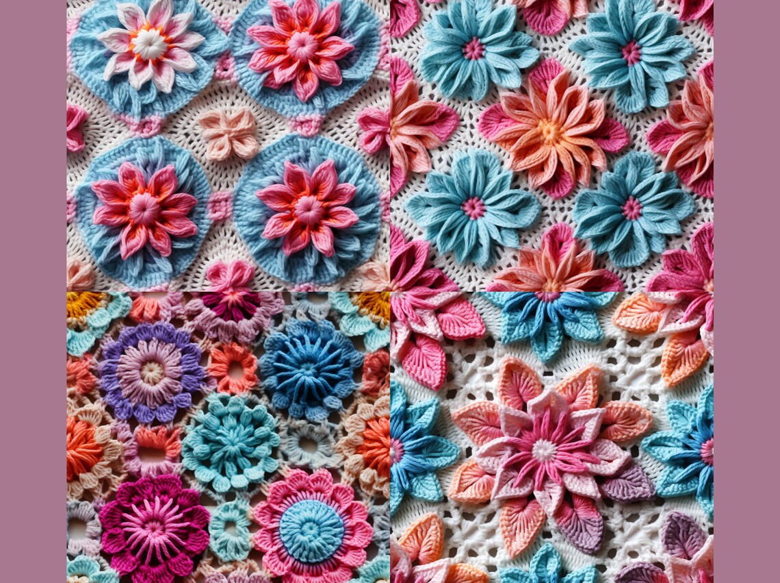 3D CROCHET DESIGNS Crochet Patterns Digital Papers Seamless Pattern for ...