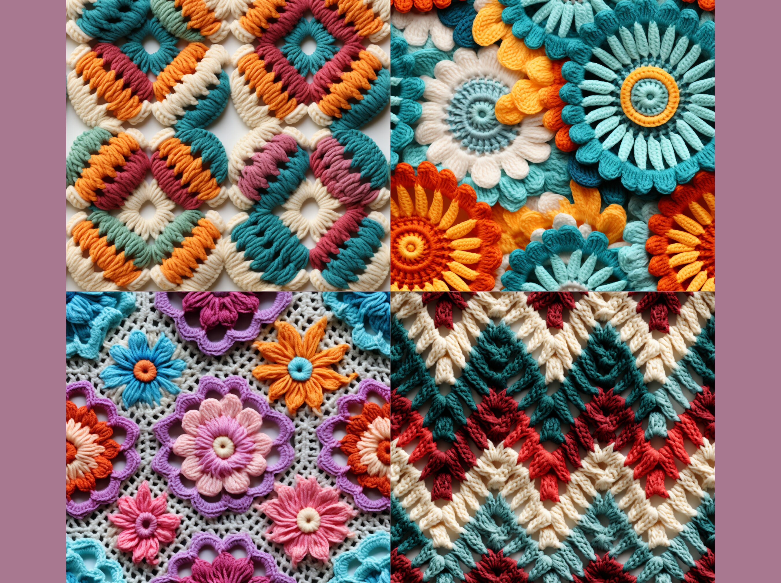 3D CROCHET DESIGNS Crochet Patterns Digital Papers Seamless Pattern for ...