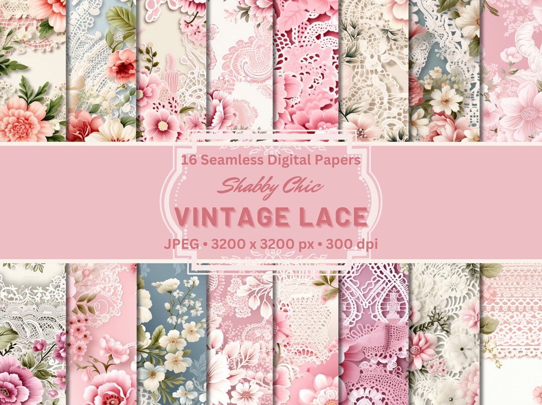 VINTAGE LACE Shabby Chic Patterns Digital Papers Seamless Digital ...