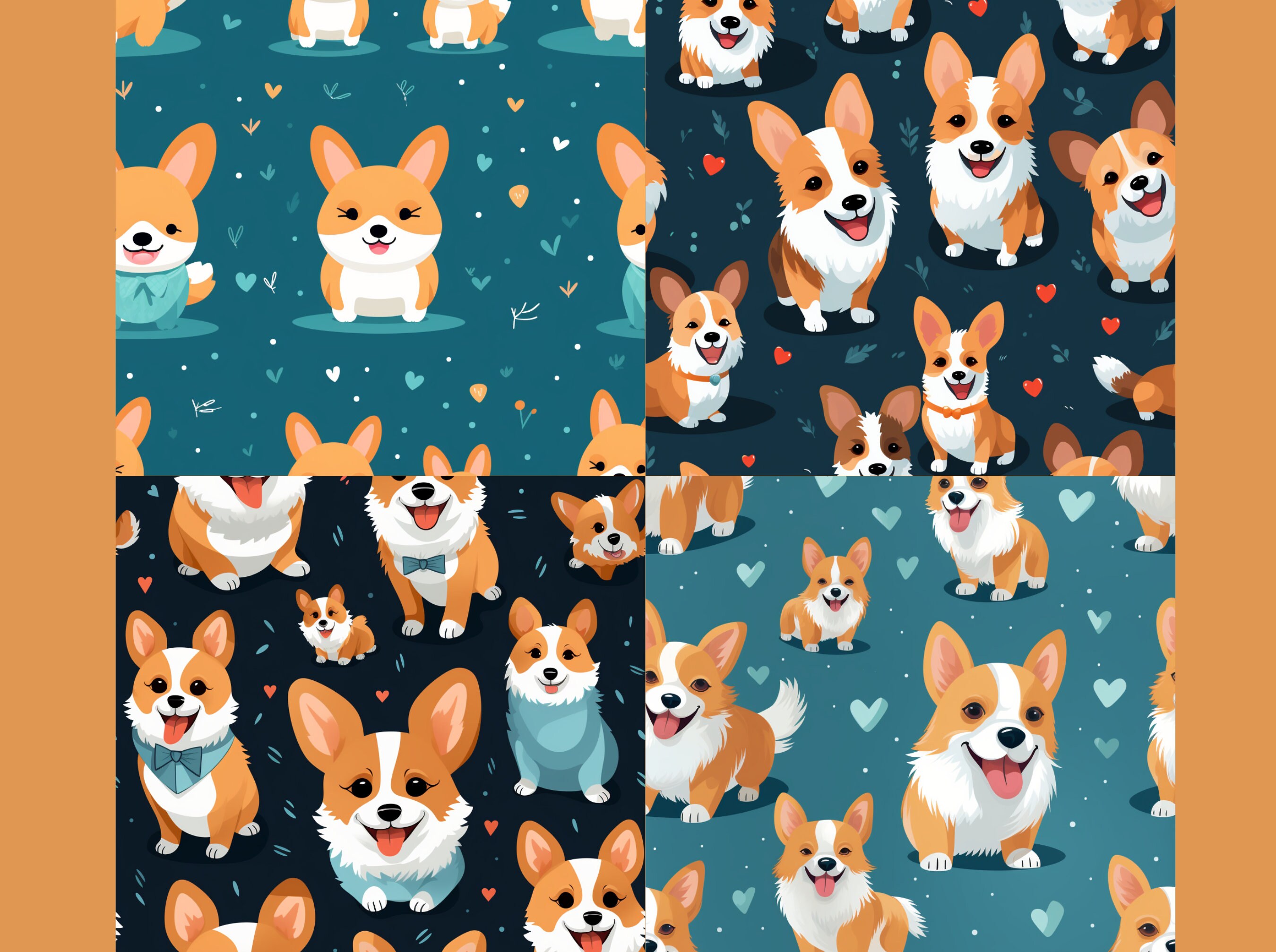 CORGI PATTERNS Dog Collection Canines Digital Papers Seamless Digital ...