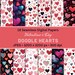 VALENTINE'S DOODLE HEARTS Red Pink Digital Papers Seamless Pattern ...