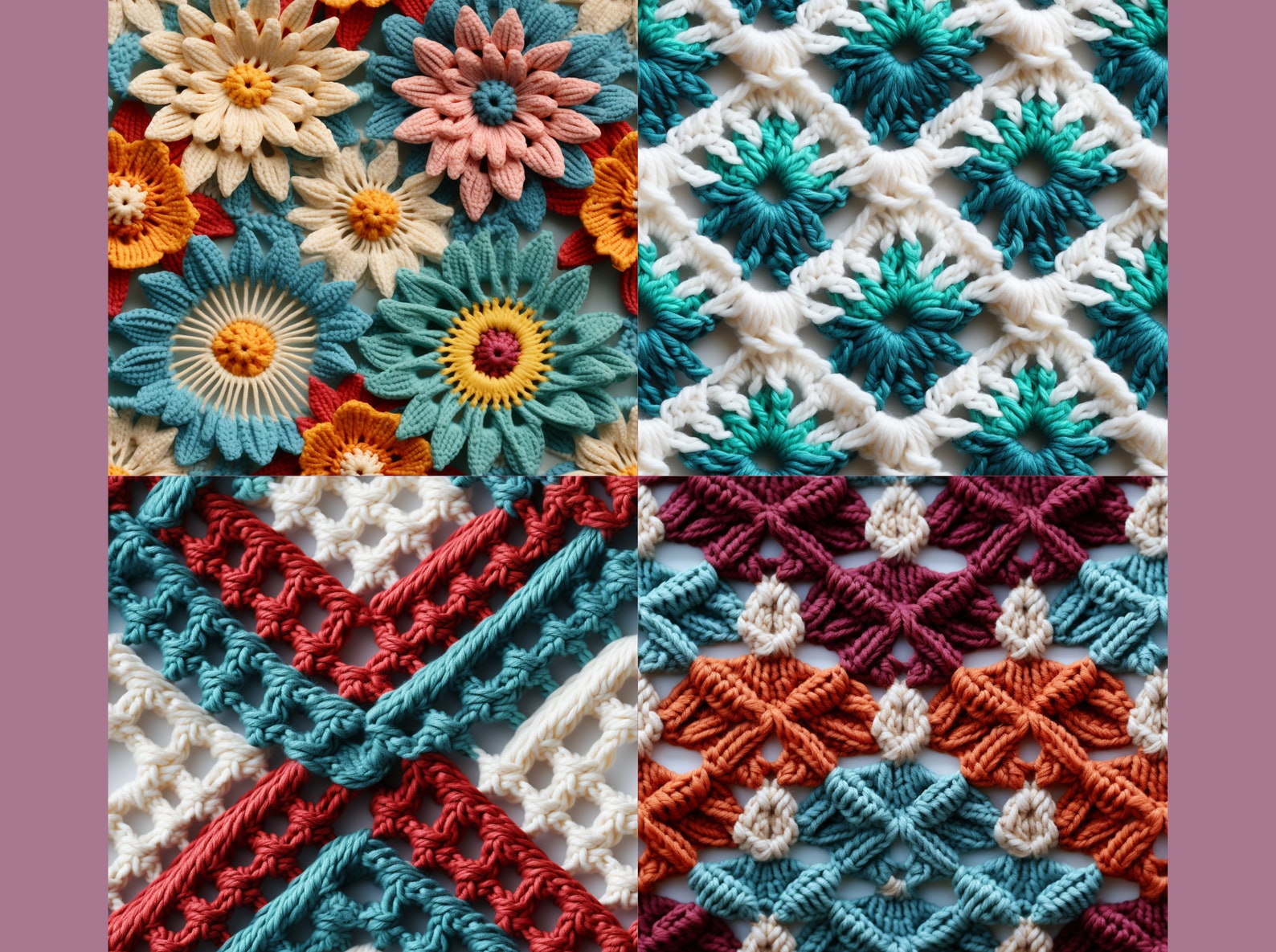 3D CROCHET DESIGNS Crochet Patterns Digital Papers Seamless Pattern for ...