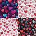 VALENTINE'S DOODLE HEARTS Red Pink Digital Papers Seamless Pattern ...