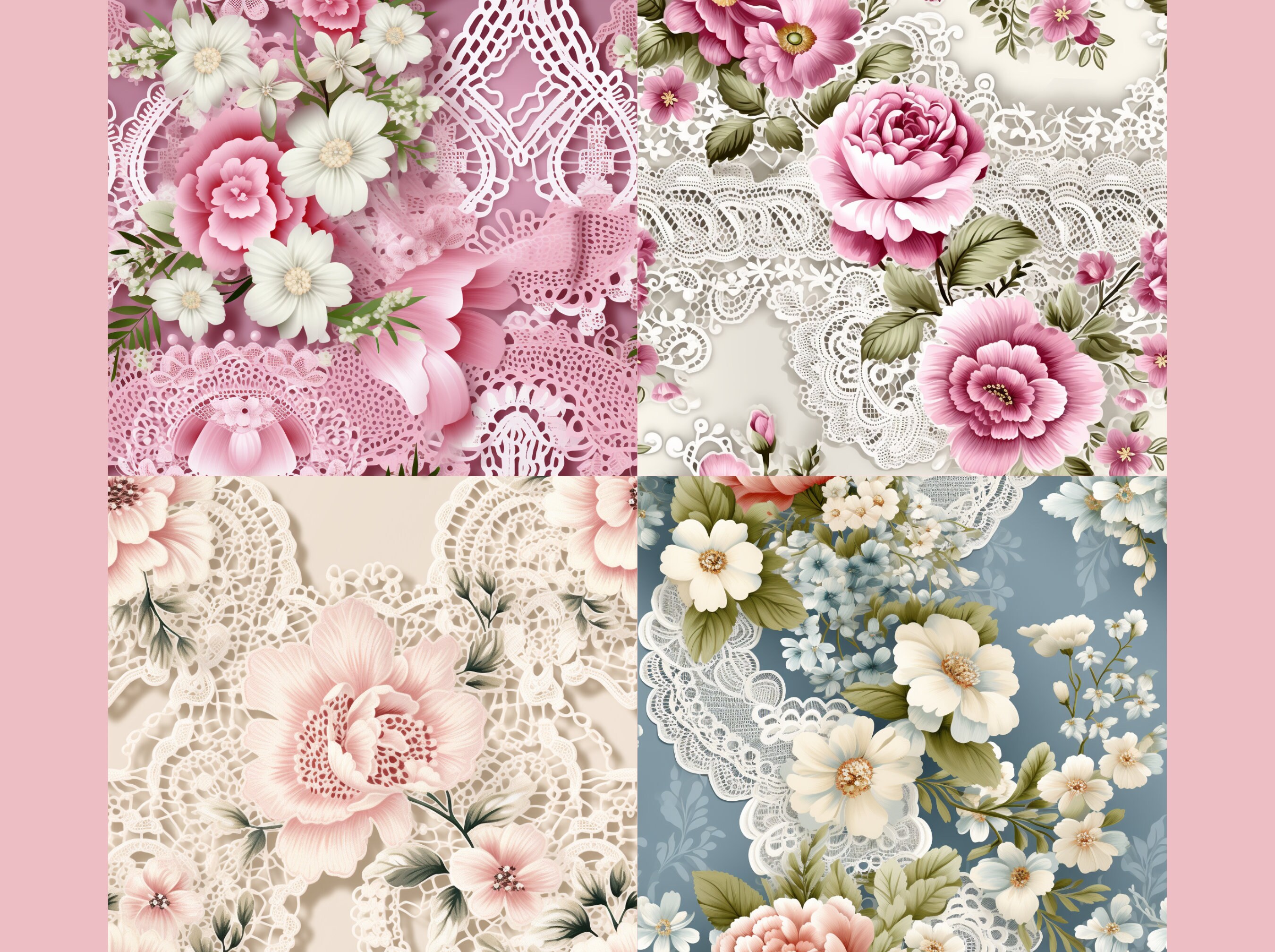 VINTAGE LACE Shabby Chic Patterns Digital Papers Seamless Digital ...