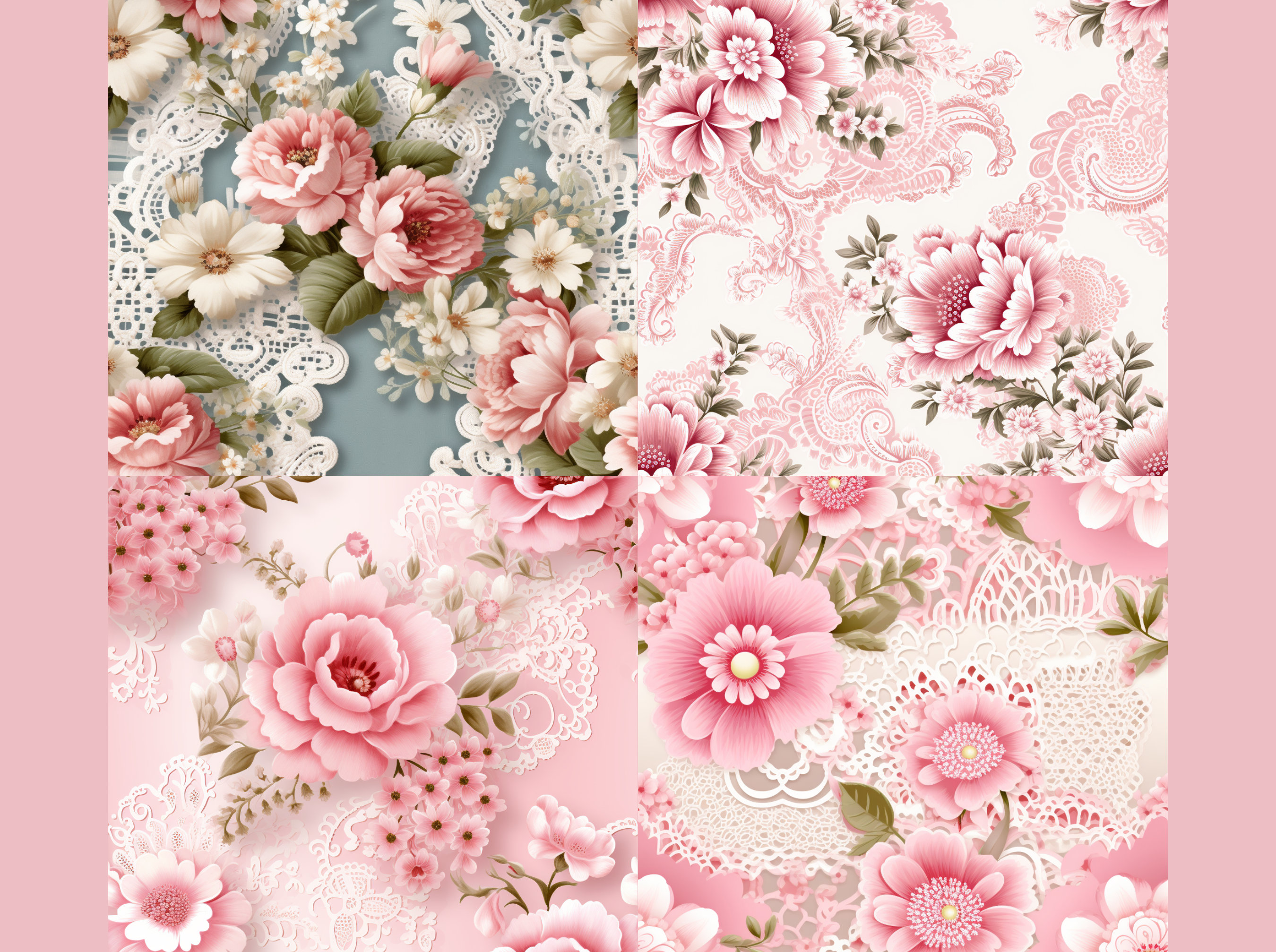 VINTAGE LACE Shabby Chic Patterns Digital Papers Seamless Digital ...