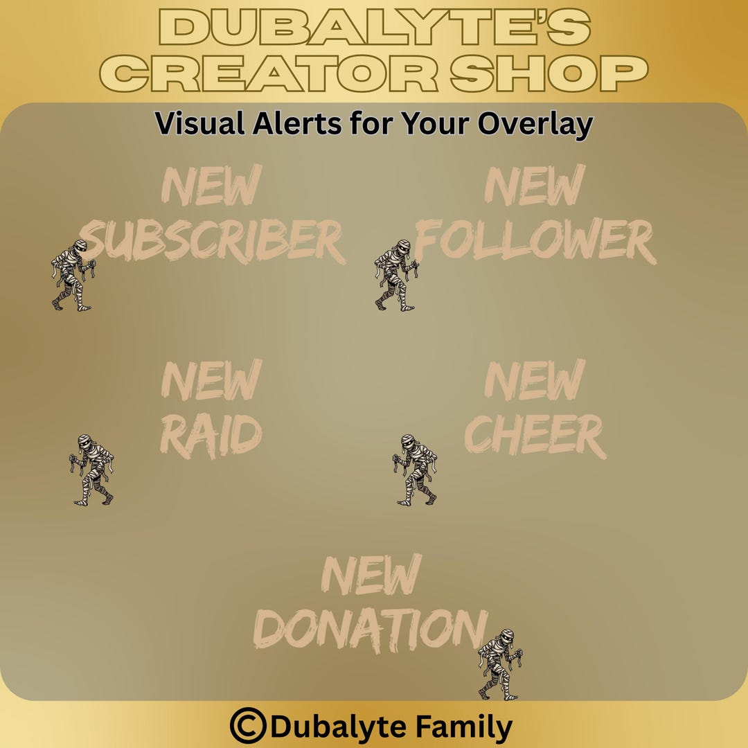 Visual Overlay Alerts for Streamers | Mummy Theme | 5-alert Pack - Etsy