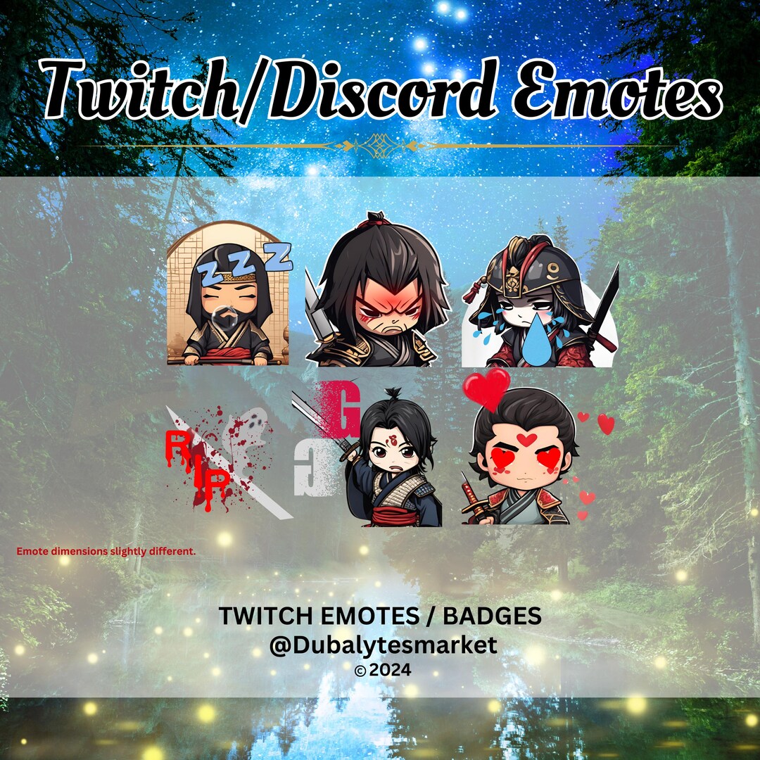 Chibi Samurai Emotes for Twitch, Discord, ETC - Pack of 6 - Etsy