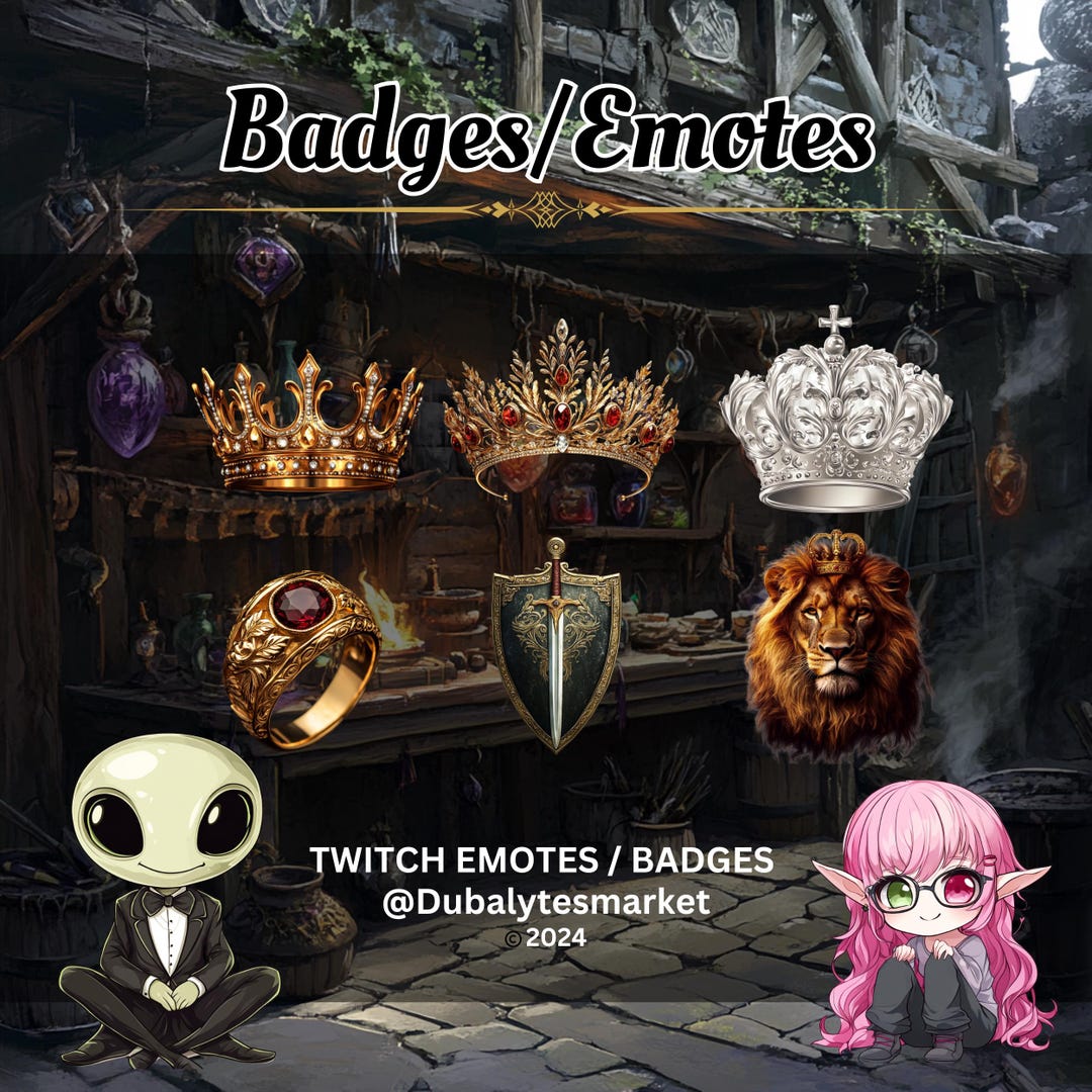 Pack of Royal Badges for Twitch Streamers (pack of 6) King, Queen ...