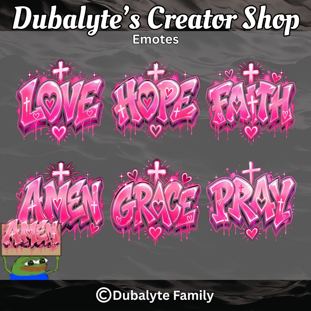 Pink Faith Graffiti Emotes | Twitch, Kick, Discord | 7 Emotes (6-static ...
