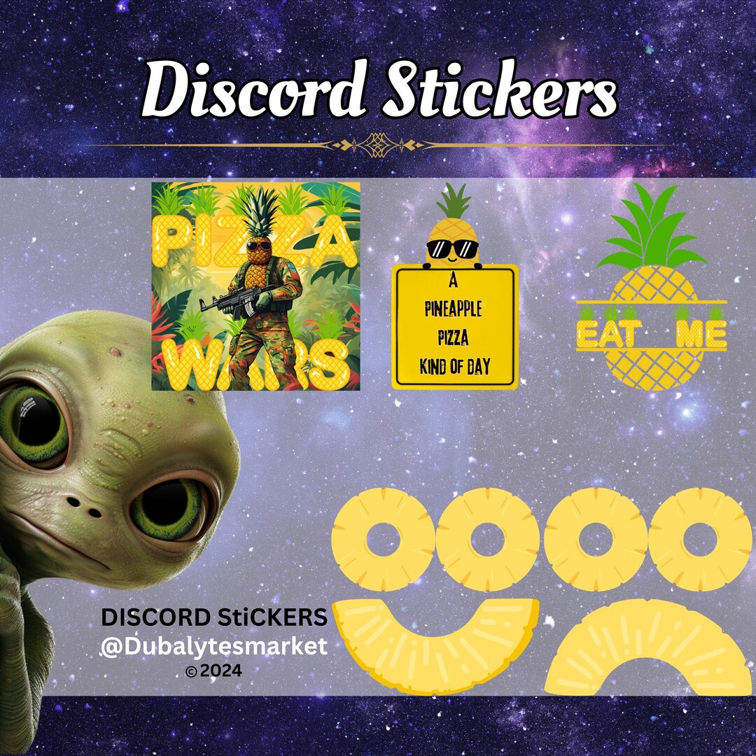 Pineapple Discord Stickers Pack of 5 800x800px - Etsy