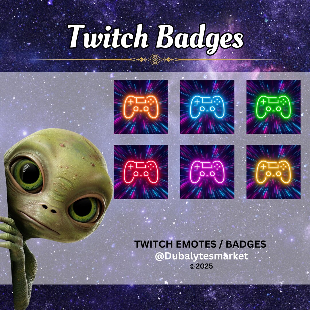 Neon Controller Sub or Bit Badges for Twitch - Pack of 6 - Etsy