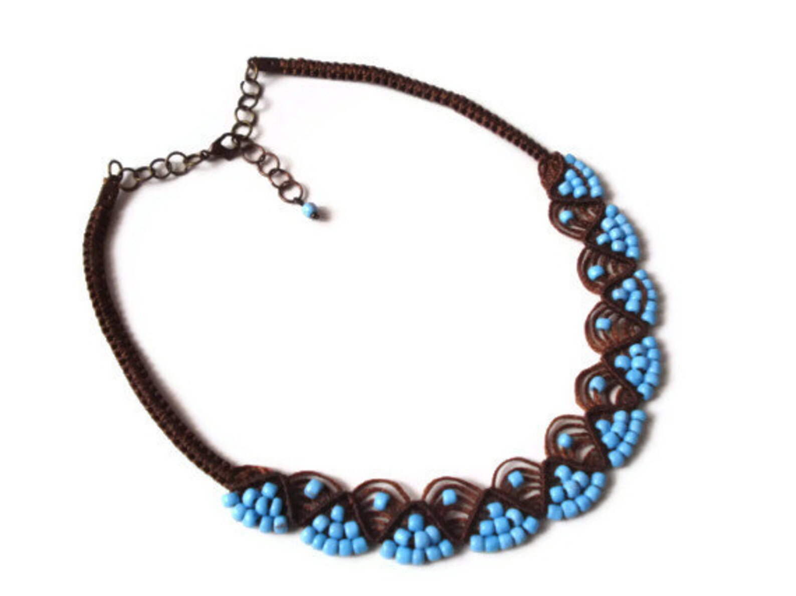 Macrame Necklace-blue Necklace-valentine's Day - Etsy