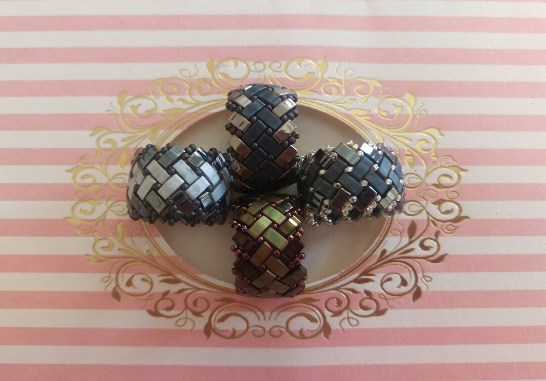 Black Tila Beadwork Ring: Handwoven Statement Jewelry - Etsy