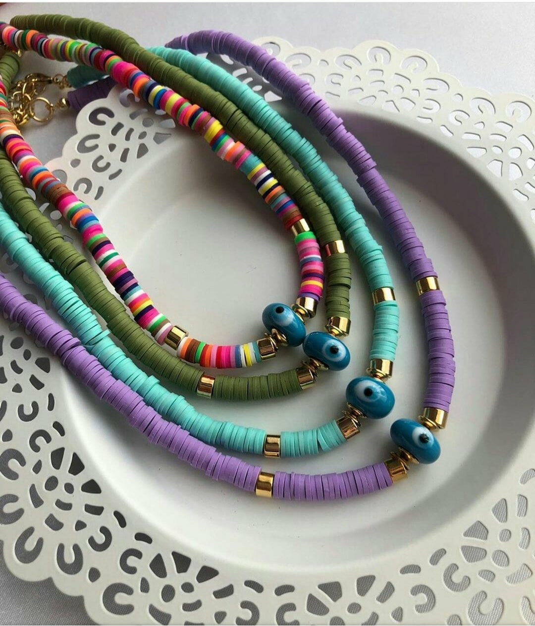 Handmade Fimo Bead Necklace: Glass Evil Eye Jewelry - Etsy