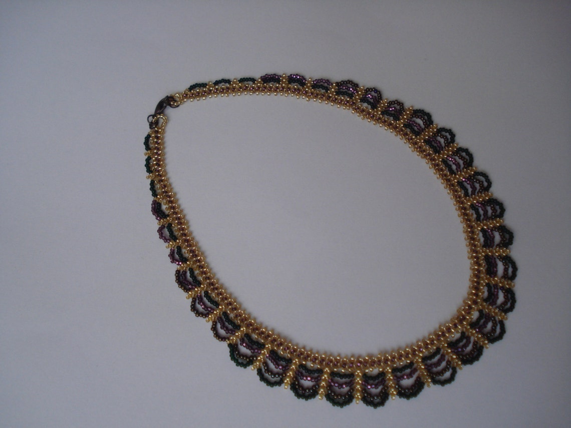 Beadwork Necklacelace Bead Necklacecolorful - Etsy