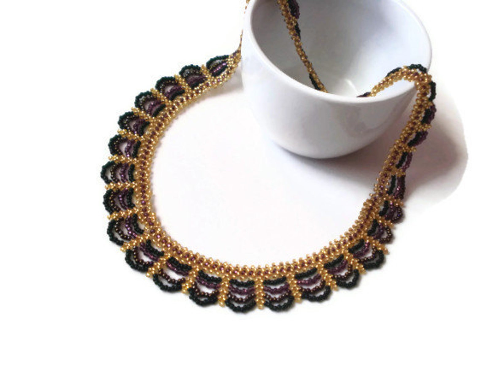 Beadwork Necklacelace Bead Necklacecolorful - Etsy