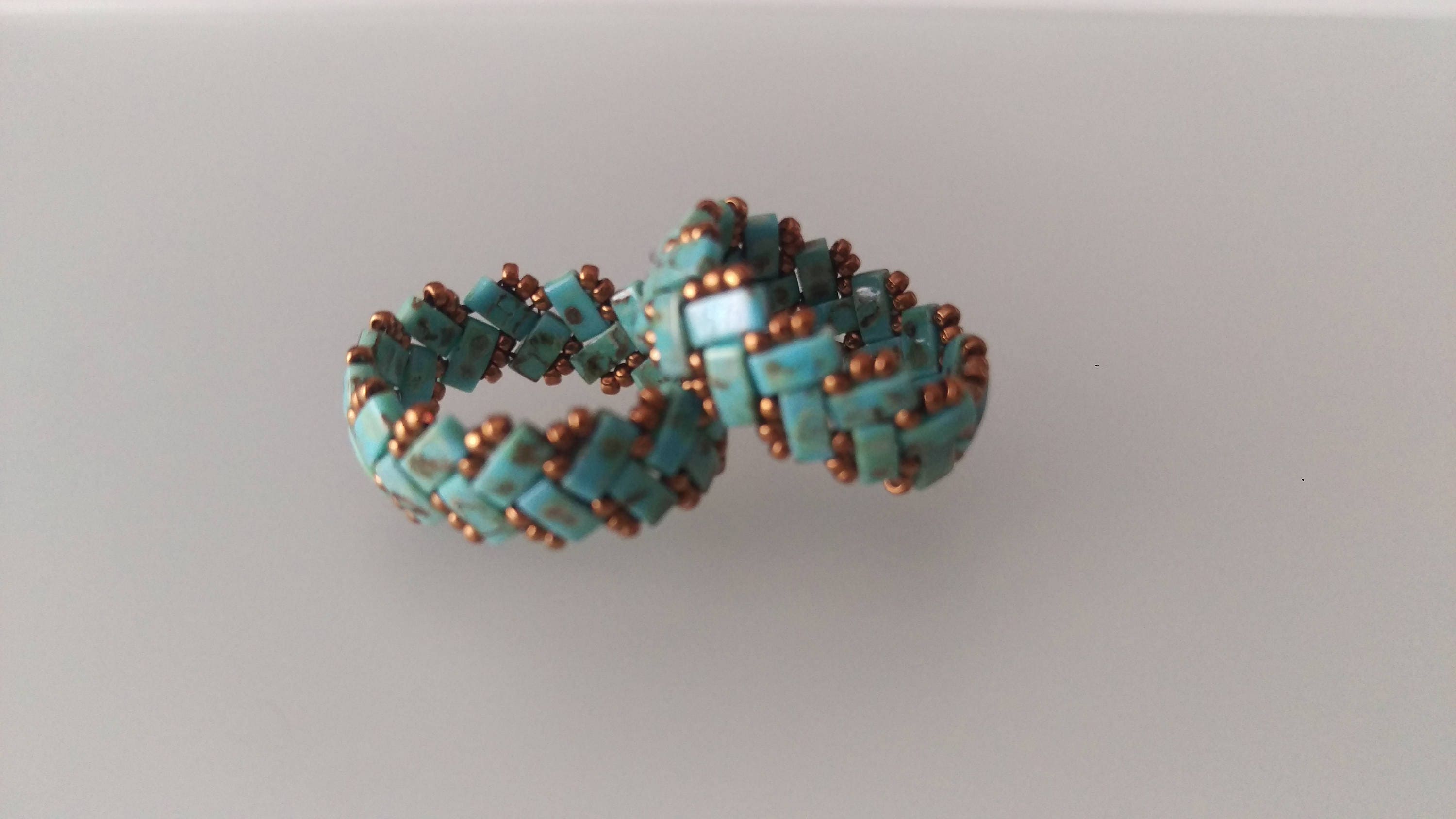 Turquoise Tila Bead Ring: Minimalist Handwoven Jewelry - Etsy