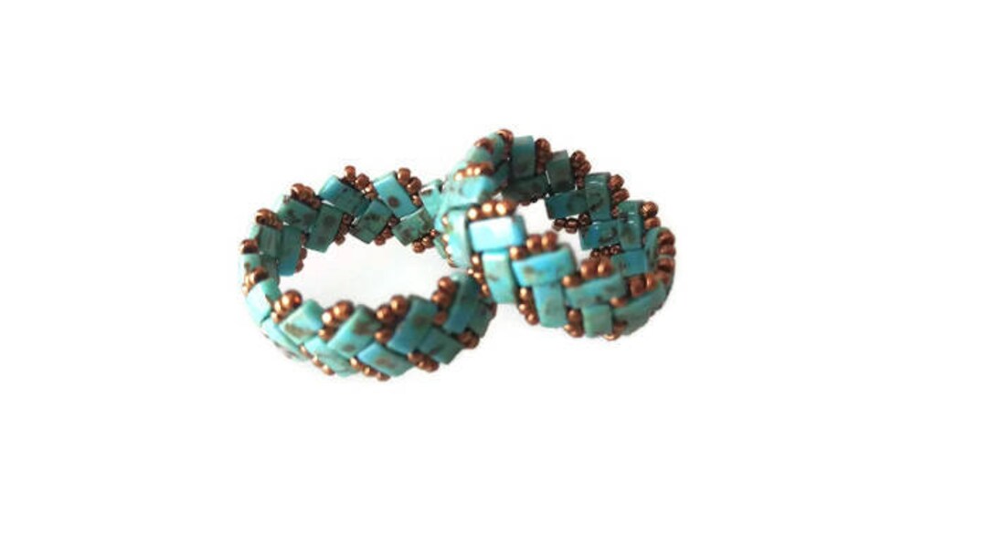 Turquoise Tila Bead Ring: Minimalist Handwoven Jewelry - Etsy