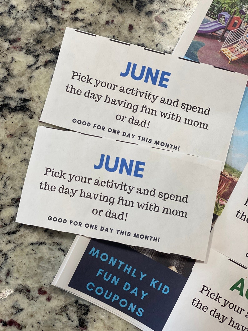 Child's Fun Day Coupon Set - Etsy