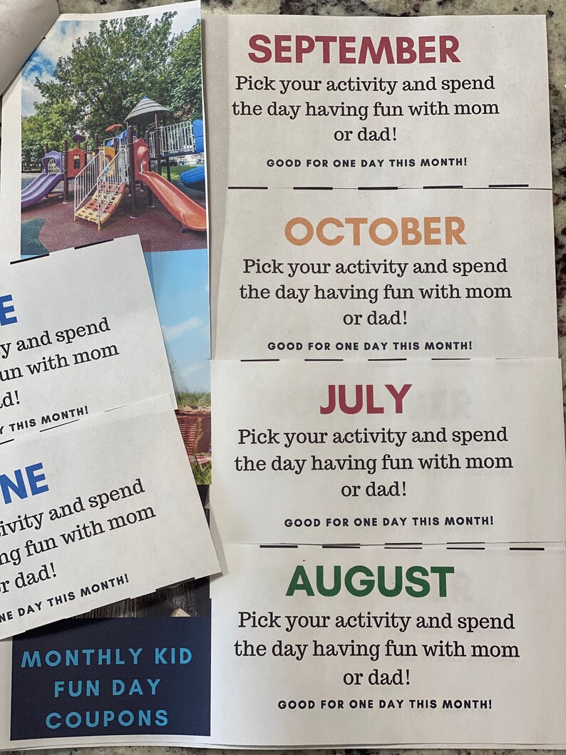Child's Fun Day Coupon Set - Etsy