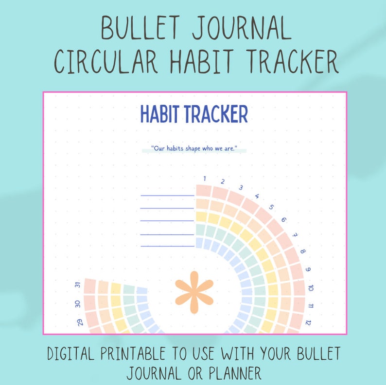 Bullet Journal Circular Habit Tracker Digital Print - Etsy